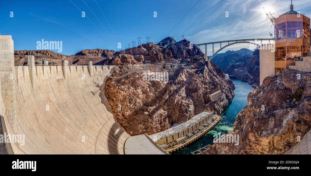 View from Hoover Dam over Colorado river with Mike O Callaghan Pat ...