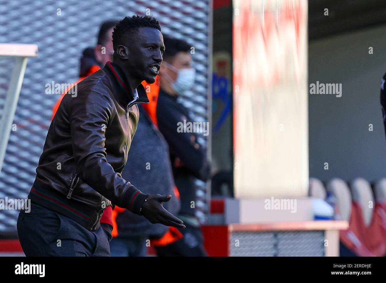 LUIK, BELGIUM - FEBRUARY 28: headcoach Mbaye Leye of Standard de Liege ...