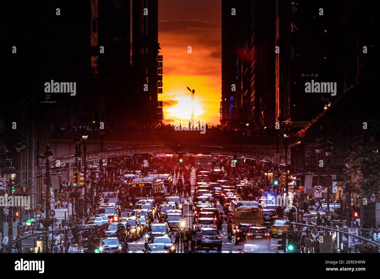 Manhattanhenge sun set. Manhattanhenge is where the rising or setting ...