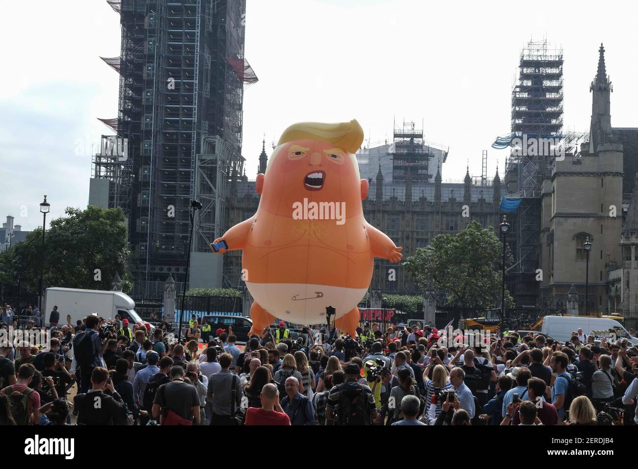A six metre high helium filled inflatable of President Trump depicted ...