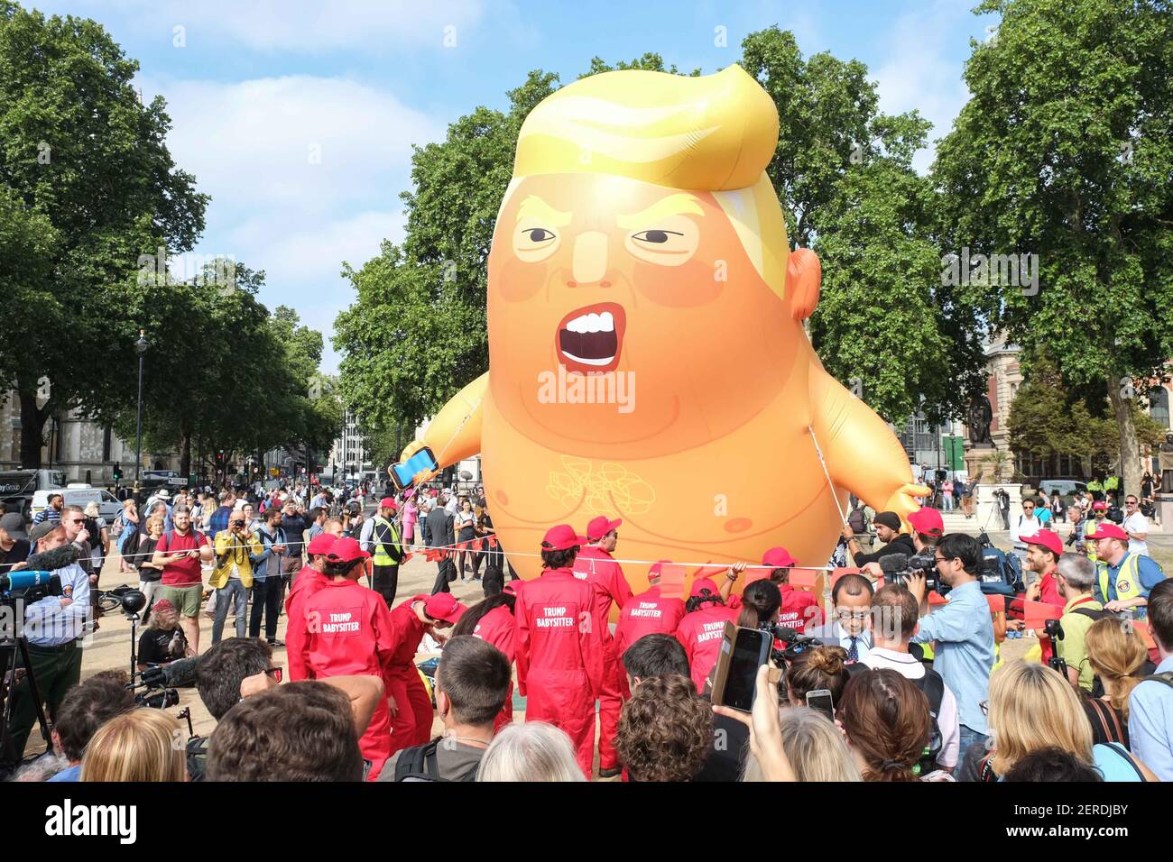 A six metre high helium filled inflatable of President Trump depicted ...