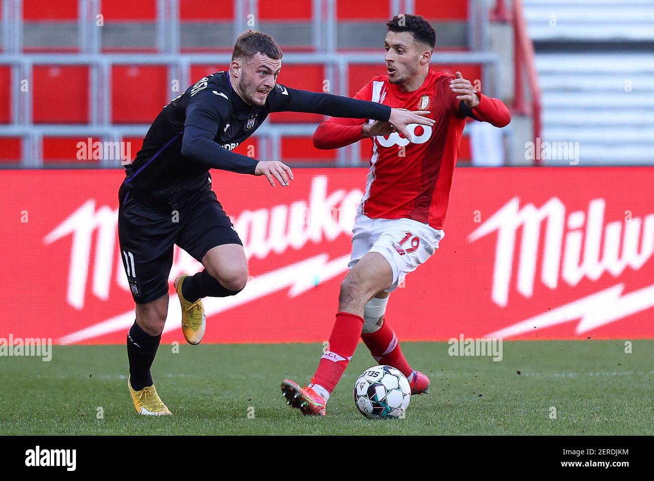 LUIK, BELGIUM - FEBRUARY 28: Jacob Bruun Laarsen of RSC Anderlecht and ...