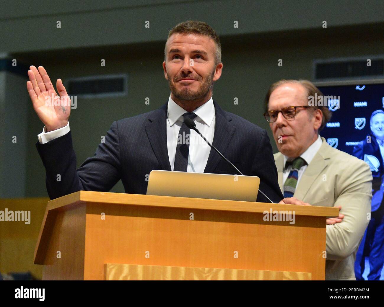 MIAMI, FL - JULY 12: David Beckham and Architect Bernardo Fort-Brescia ...