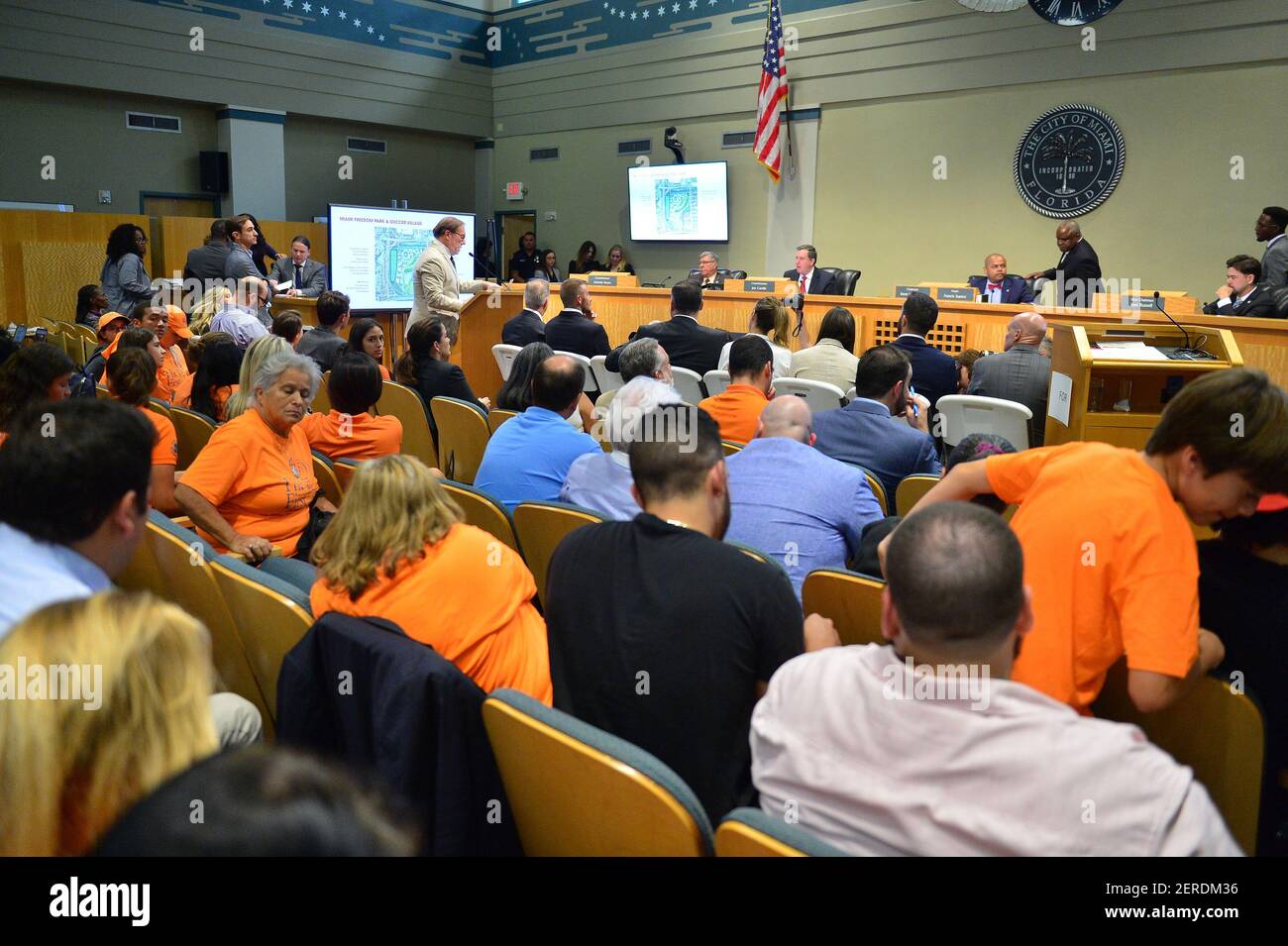 MIAMI, FL - JULY 12: Architect Bernardo Fort-Brescia, Jorge Mas and ...