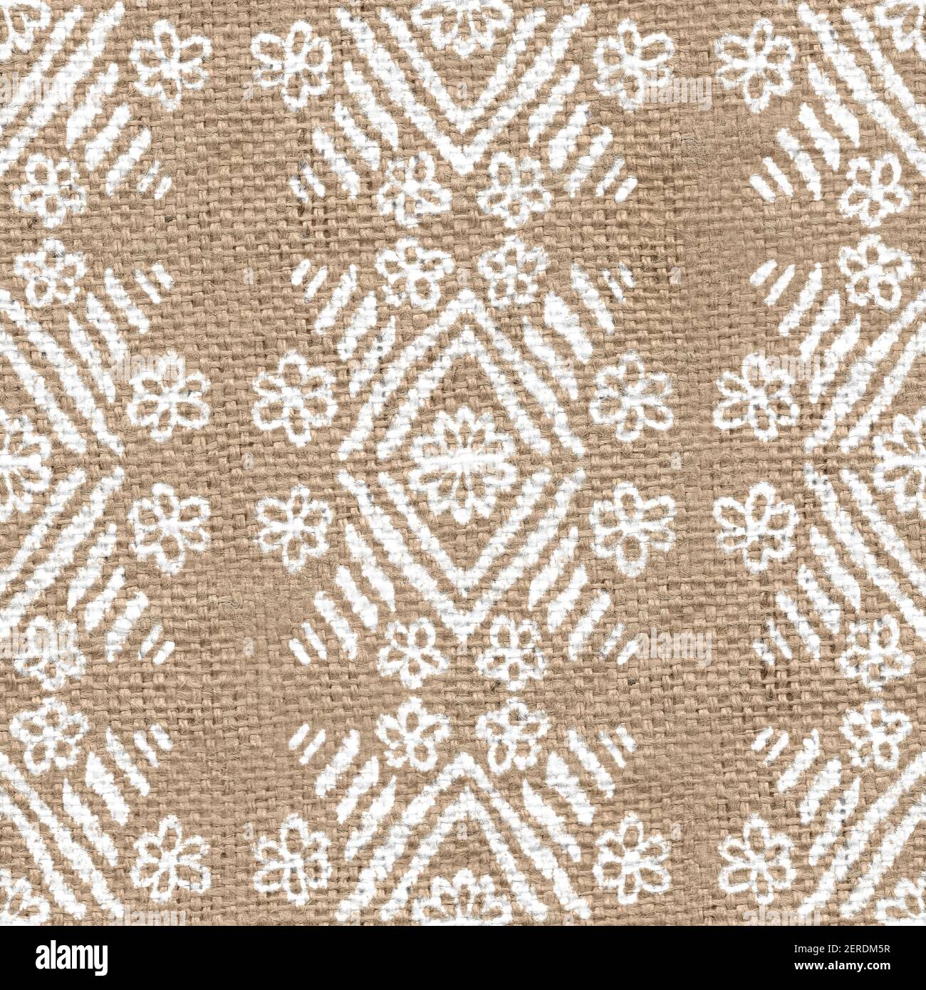 Seamless burlap with white paint pattern overlay Stock Photo - Alamy