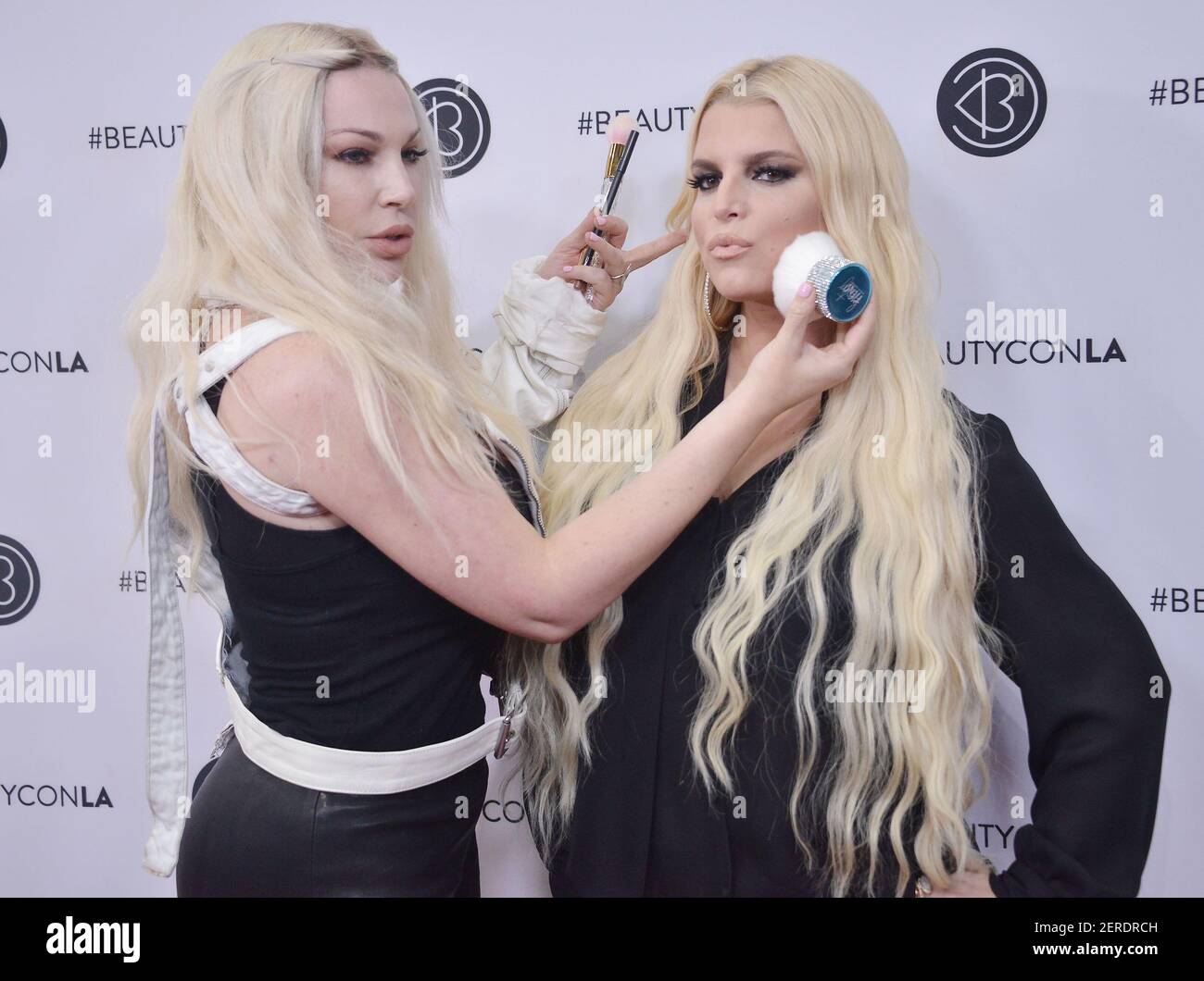 (L-R) Joyce Bonelli and Jessica Simpson arrives at the Beautycon ...