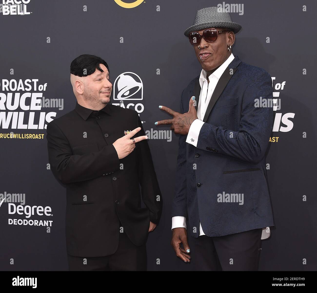 HOLLYWOOD, CA - JULY 14: Jeff Ross and Dennis Rodman at the Comedy ...