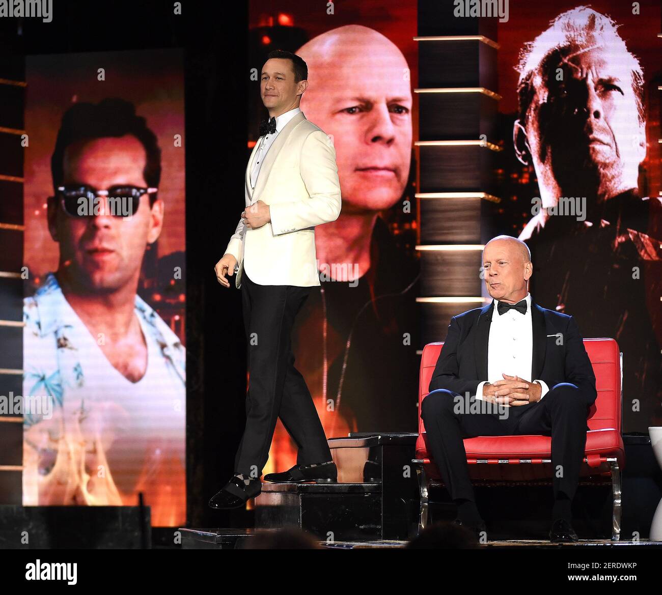 LOS ANGELES - JULY 14: Joseph Gordon-Levitt and Bruce Willis onstage at ...