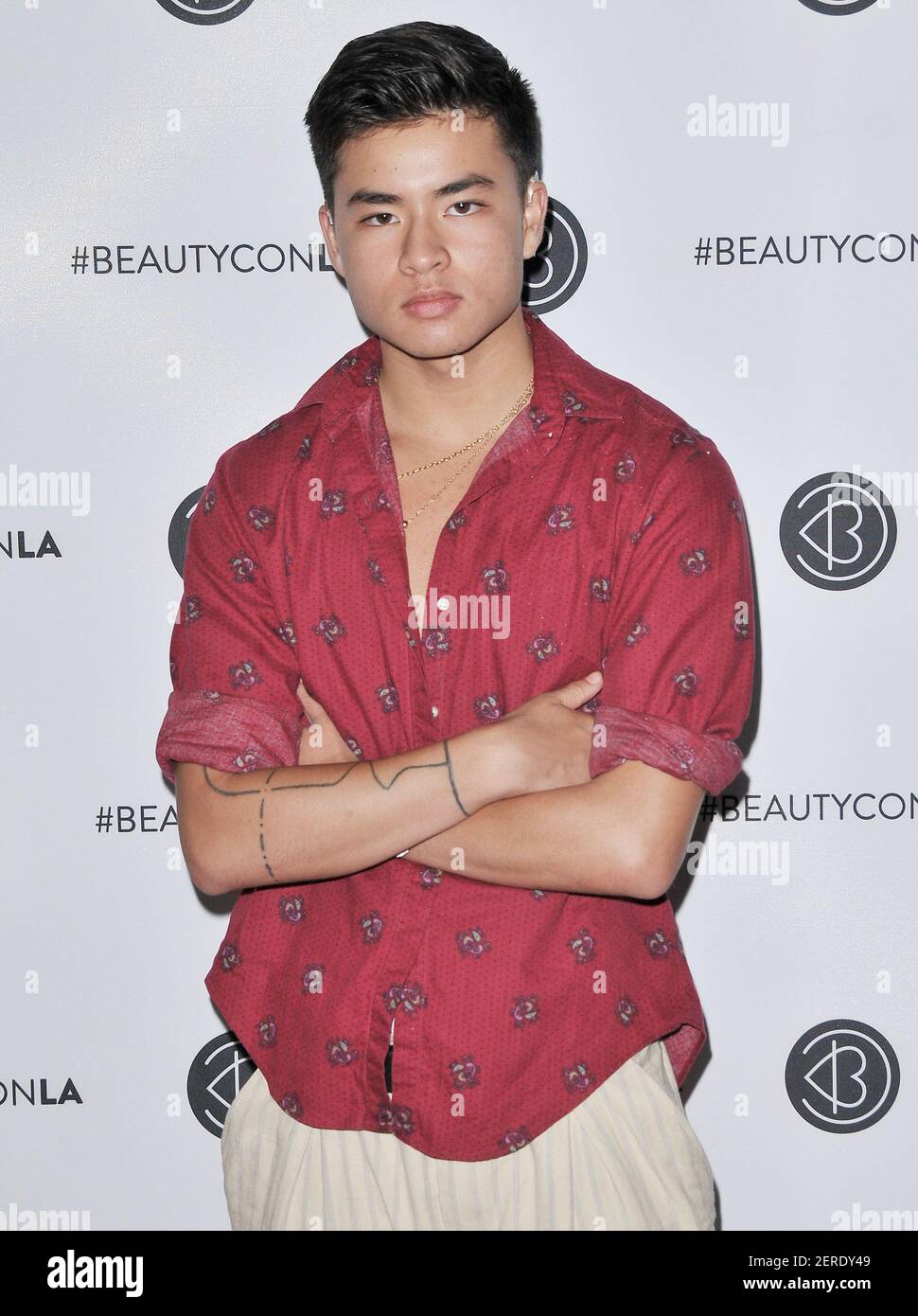 Chella Man arrives at the Beautycon Festival LA 2018 - Day 2 held at ...