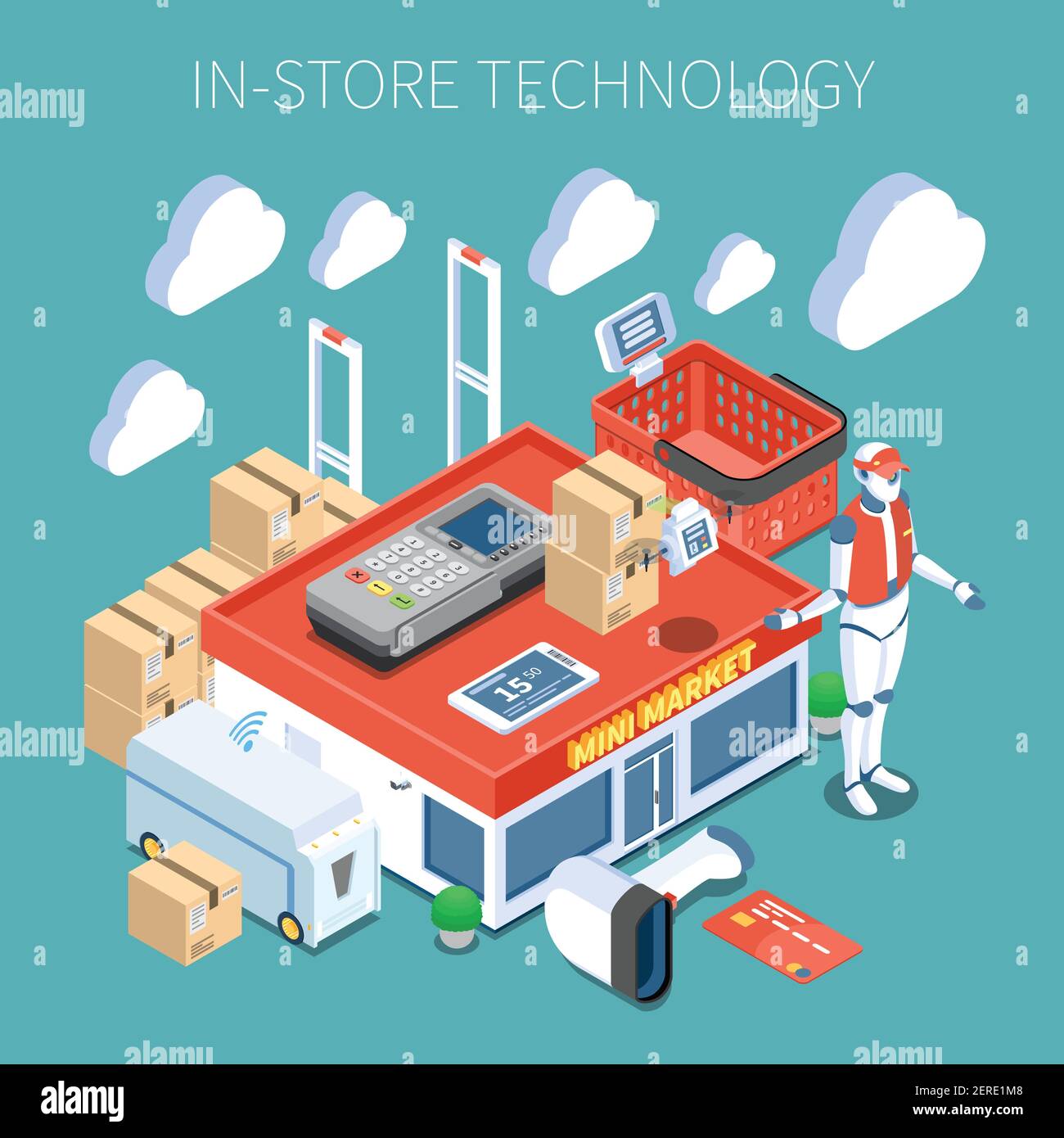 Self scanner supermarket Stock Vector Images - Alamy