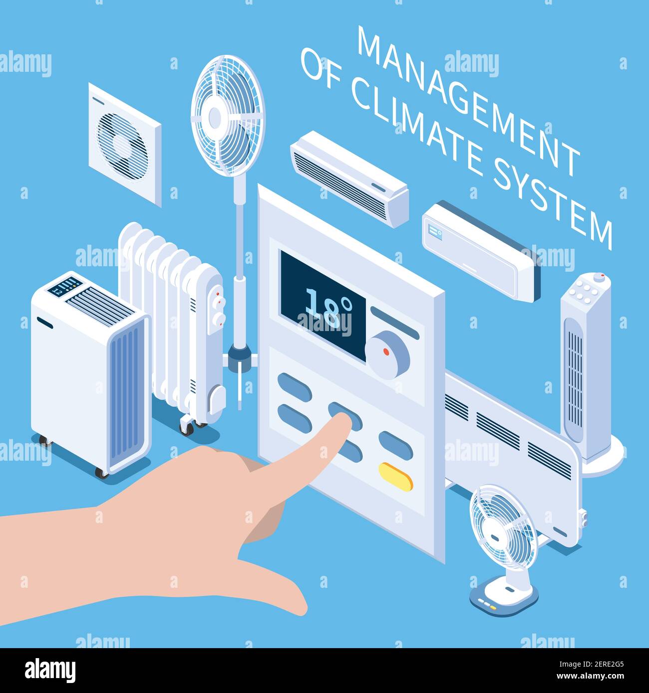 Management of climate system isometric composition with human hand ...
