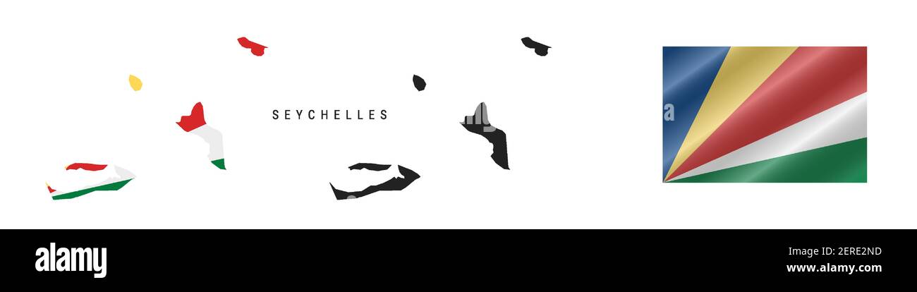 Seychelles Map With Masked Flag Detailed Silhouette Waving Flag