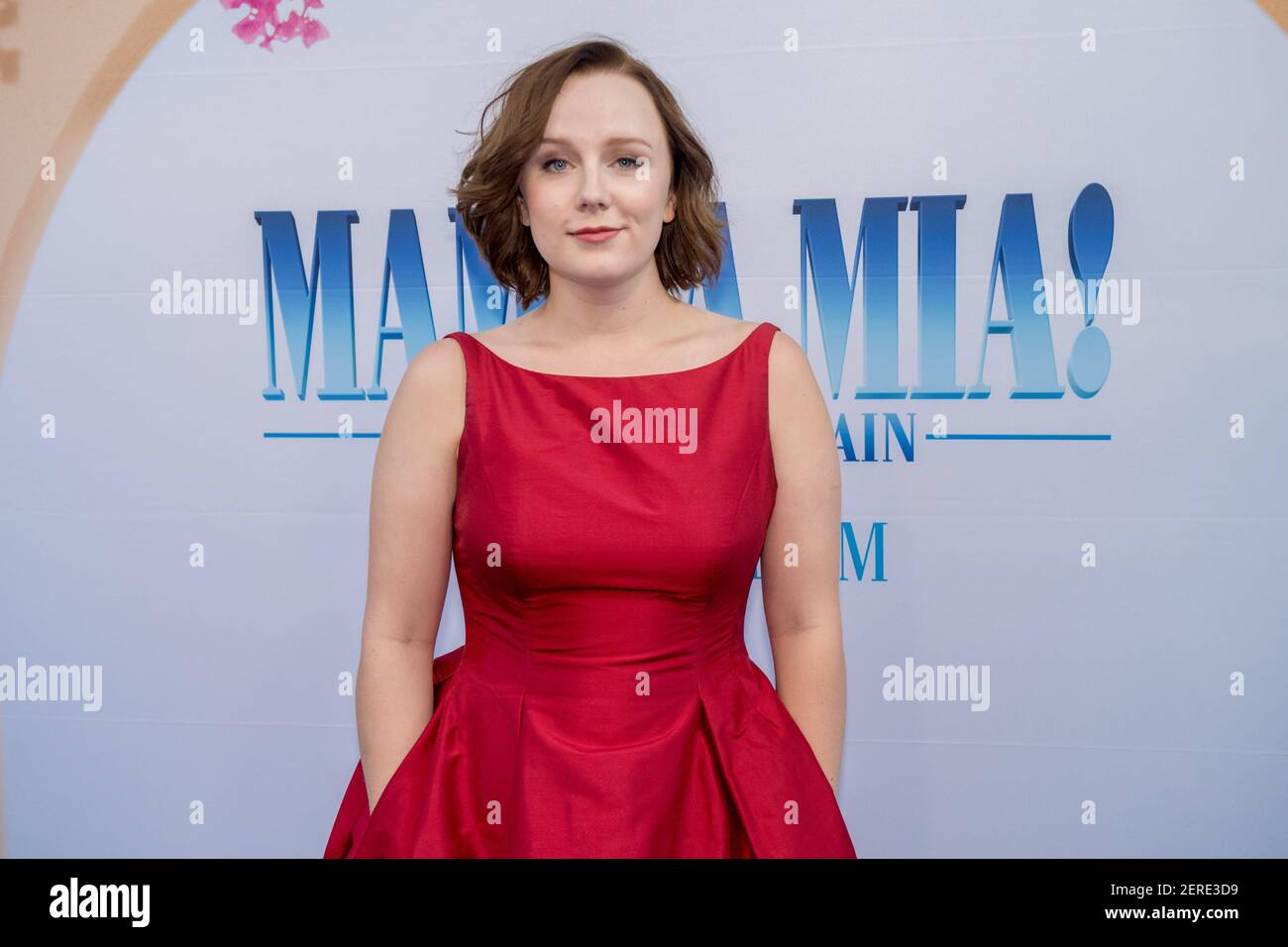 Alexa Davies on the red carpet during the premiere of movie Mamma Mia ...