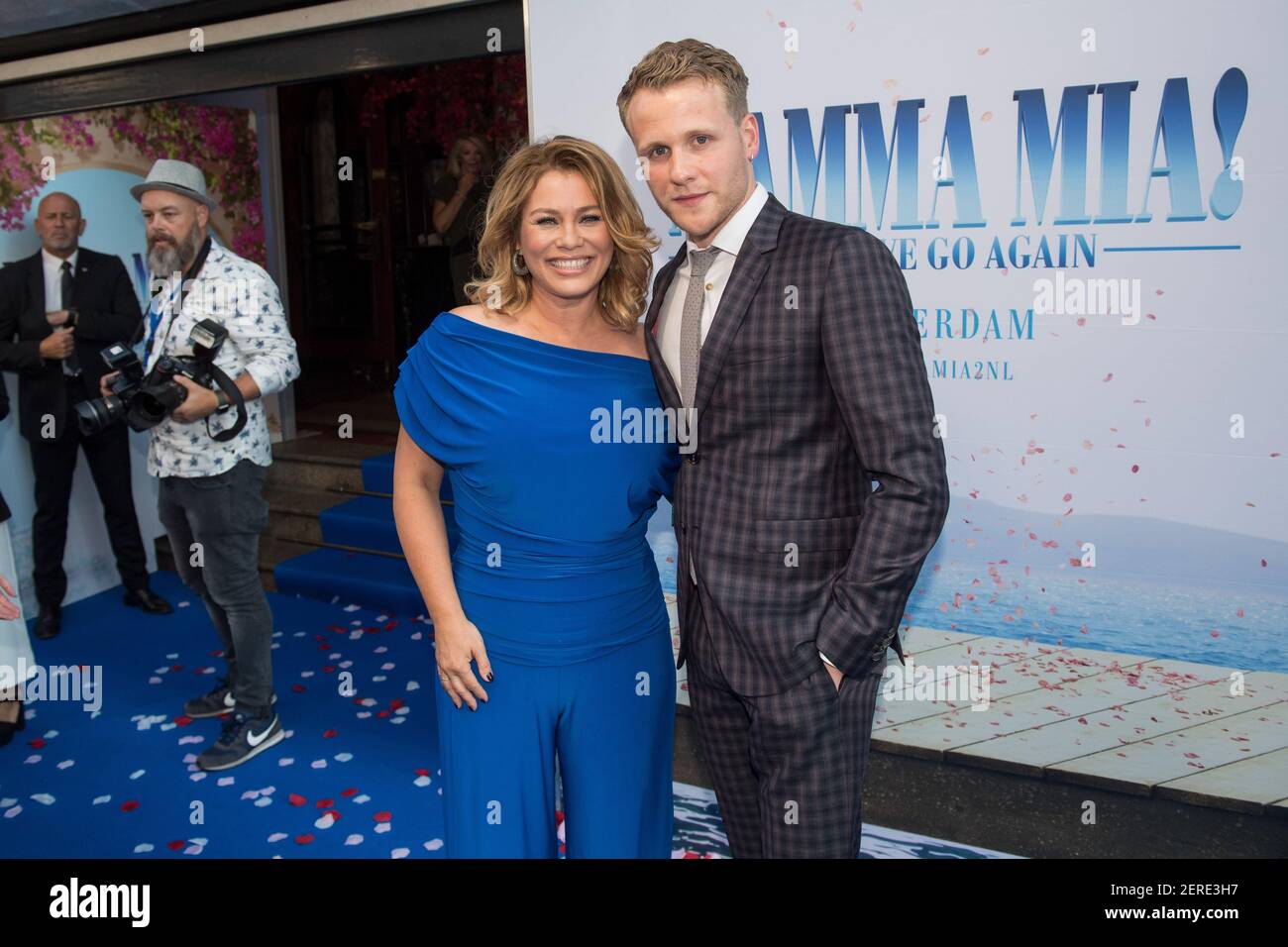 Josh Dylan on the red carpet during the premiere of movie Mamma Mia ...