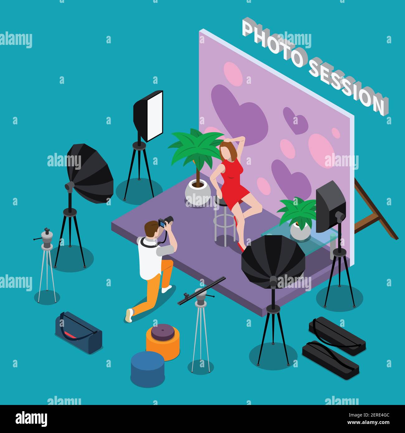 Female photographer tripod Stock Vector Images - Alamy