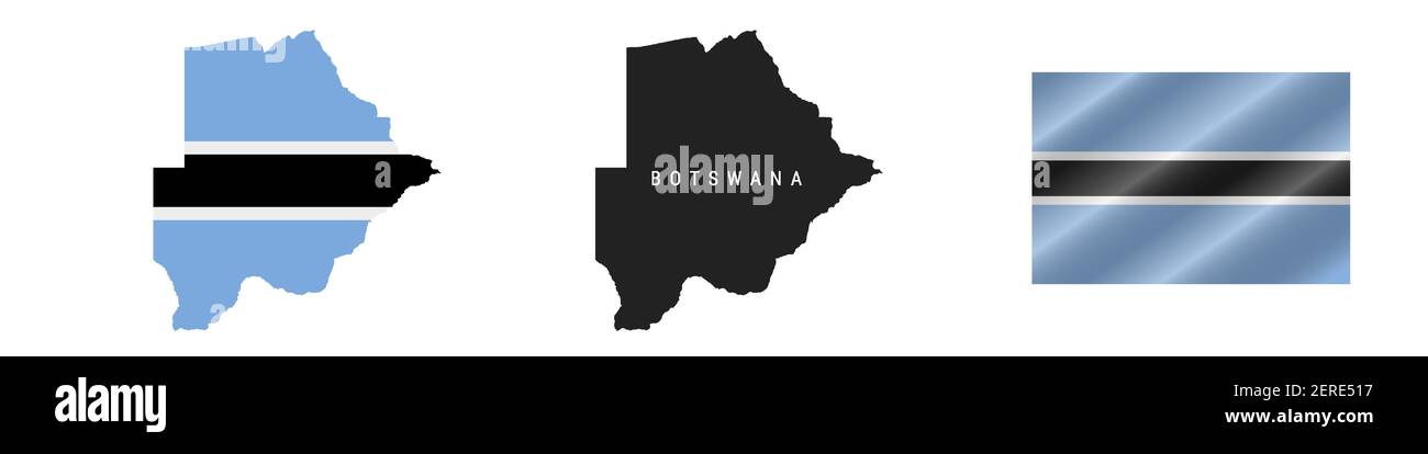 Botswana. Map with masked flag. Detailed silhouette. Waving flag. Vector illustration isolated ...