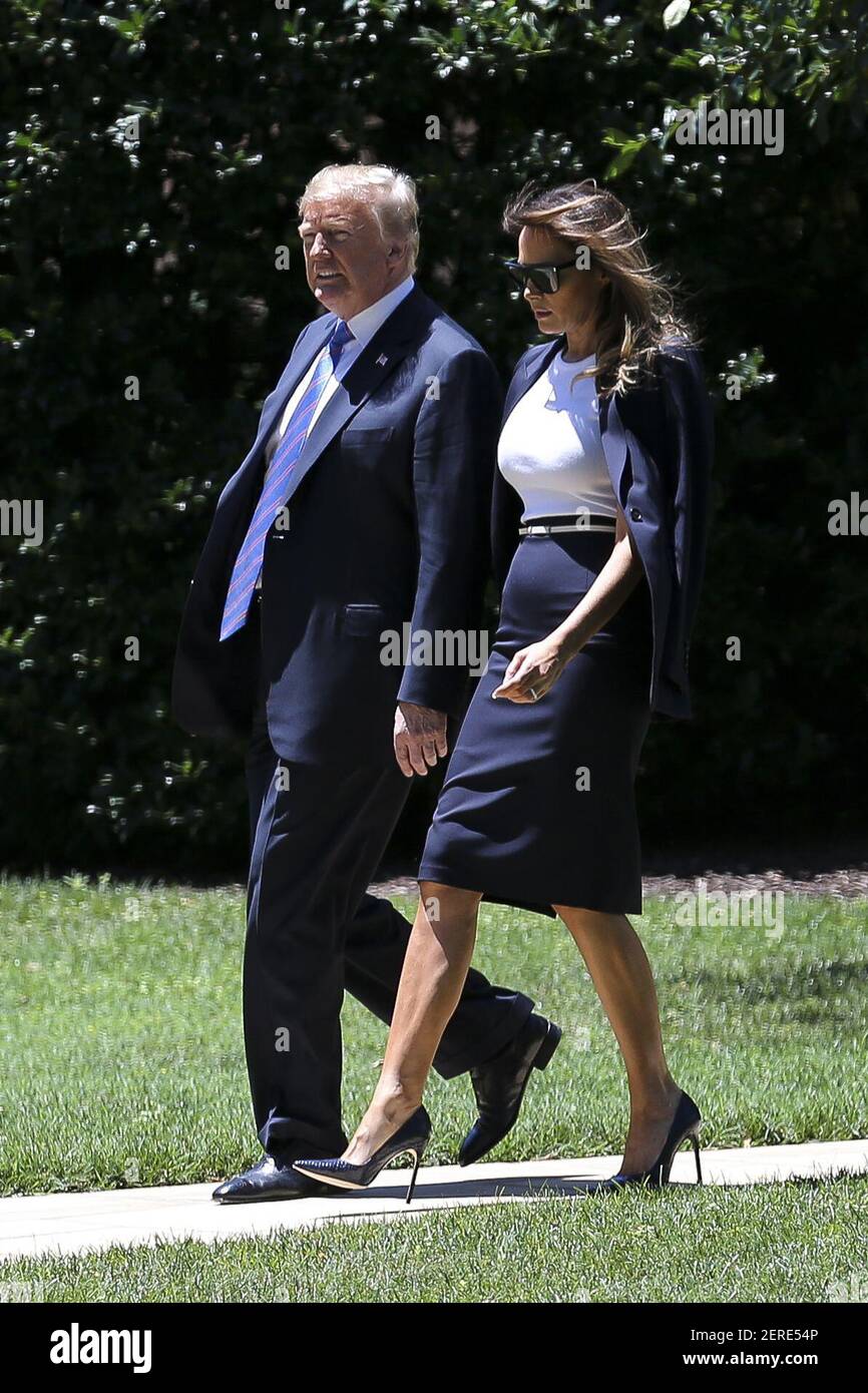 President Donald Trump and First Lady walks to Marine One as they ...