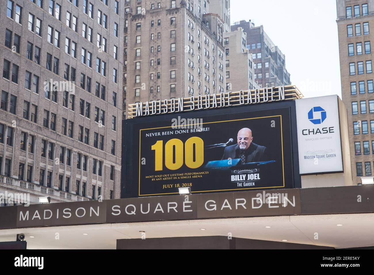 The MSG marquee shows Billy Joel's 100th lifetime show at Madison ...