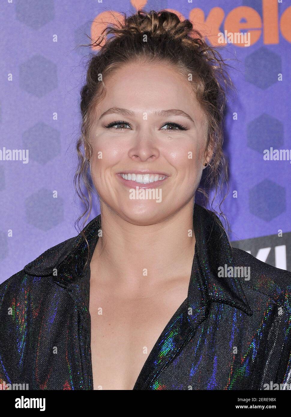 Ronda Rousey arrives at the Nickelodeon's Kids’ Choice Sports 2018 held ...