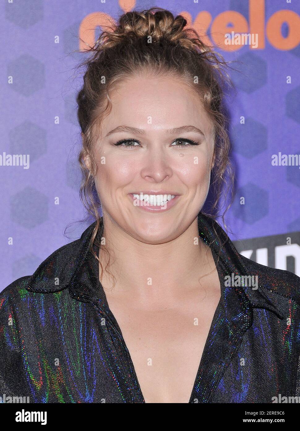 Ronda Rousey arrives at the Nickelodeon's Kids’ Choice Sports 2018 held ...
