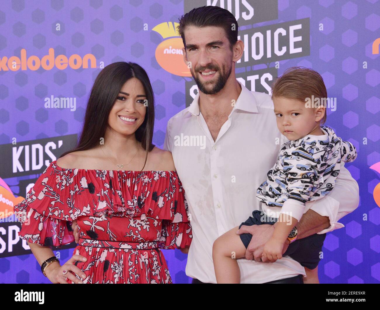 (L-R) Nicole Johnson, swimmer Michael Phelps and Beckett Richard Phelps ...