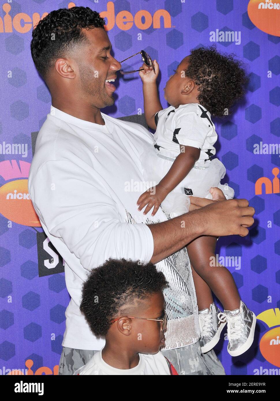 (L-R) Russell Wilson and Daughter Sienna Princess Wilson at the ...