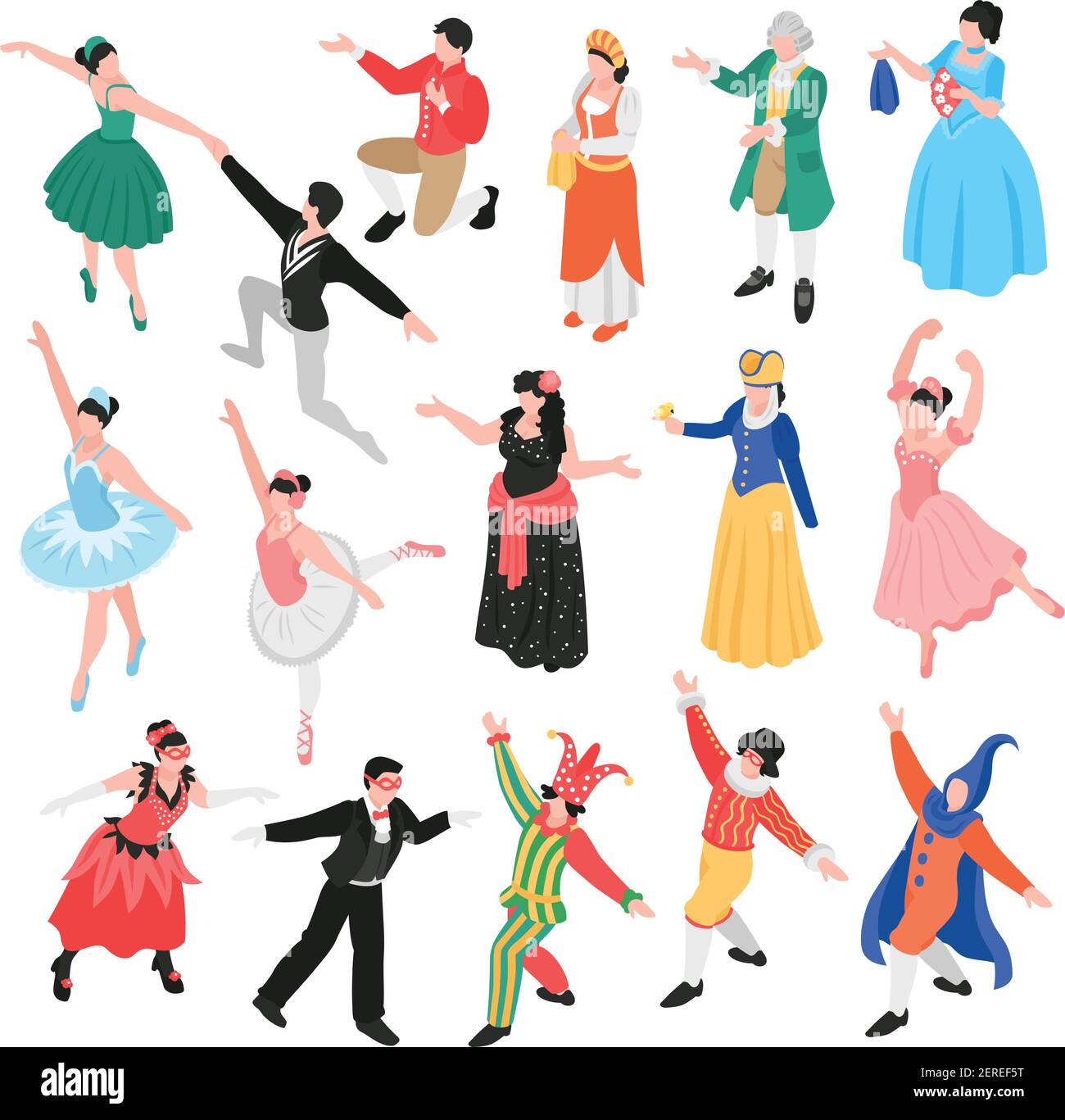 Isometric opera ballet theatre set with isolated human characters of ...