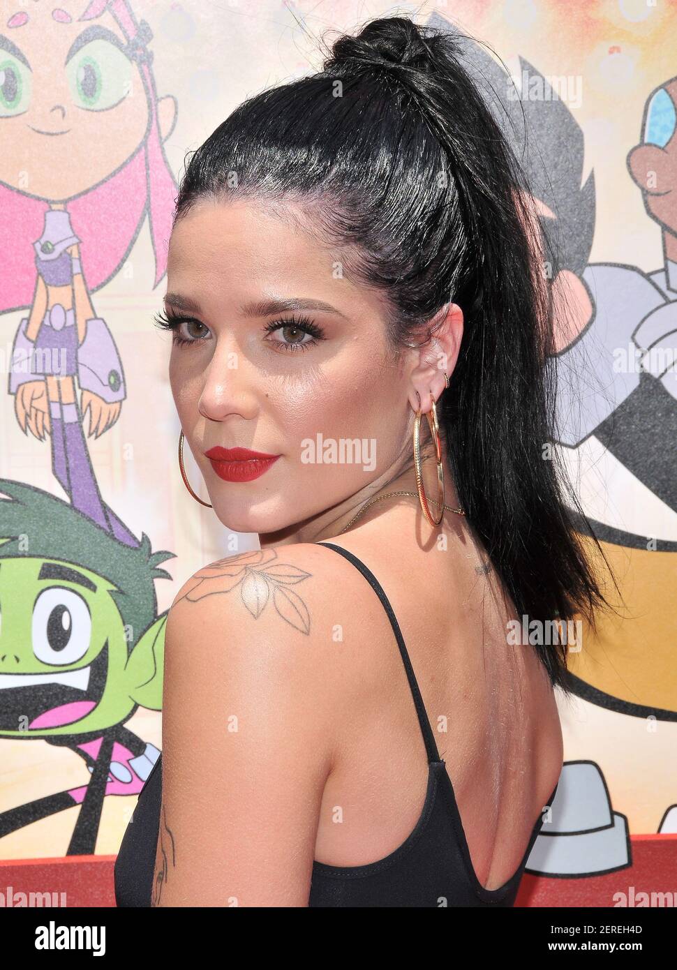 Halsey arrives at the "Teen Titans Go! To The Movies" Los Angeles ...