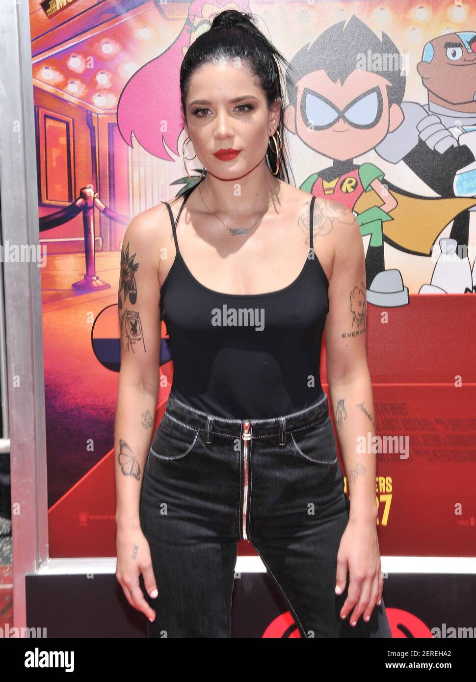 Halsey arrives at the "Teen Titans Go! To The Movies" Los Angeles ...