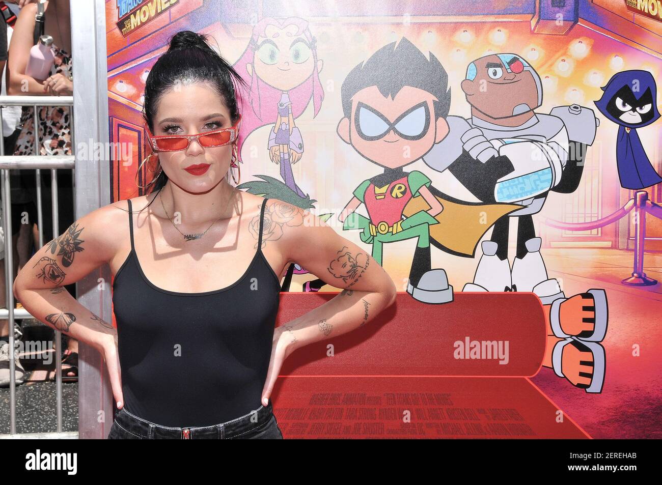 Halsey arrives at the "Teen Titans Go! To The Movies" Los Angeles ...