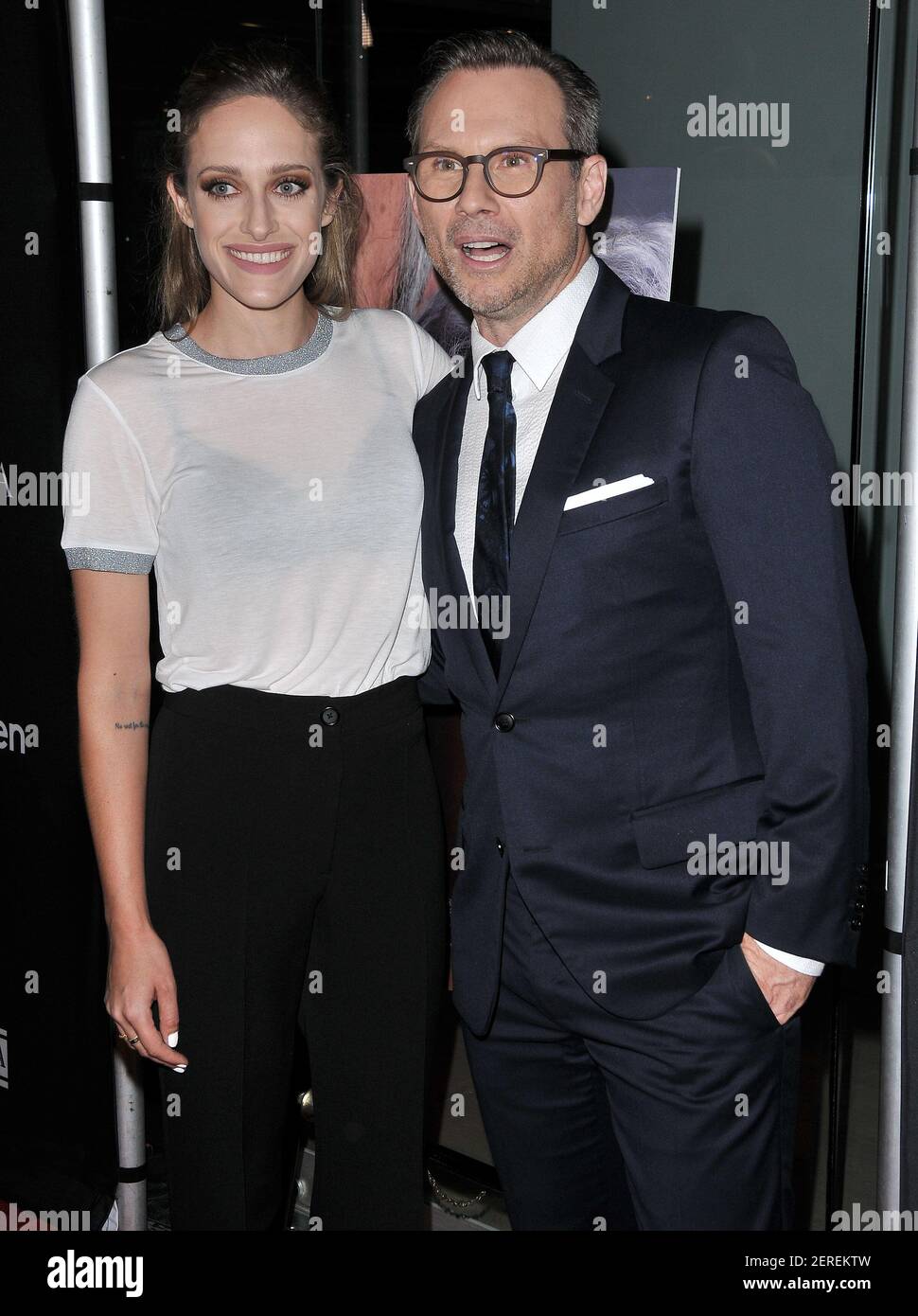 (L-R) Carly Chaiken and Christian Slater at "The Wife" Los Angeles ...