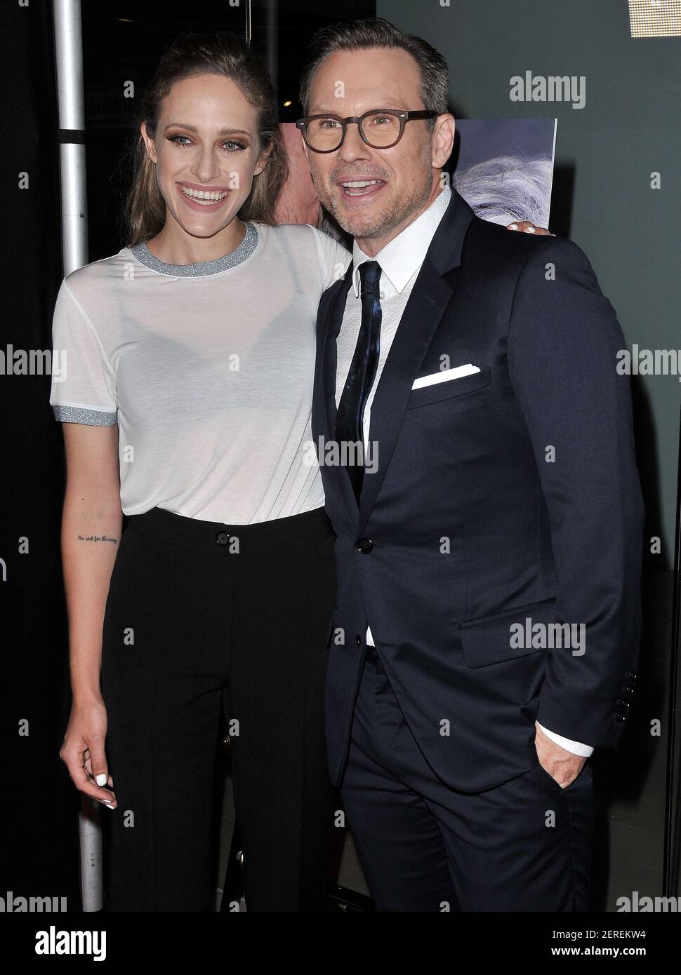 (L-R) Carly Chaiken and Christian Slater at "The Wife" Los Angeles ...