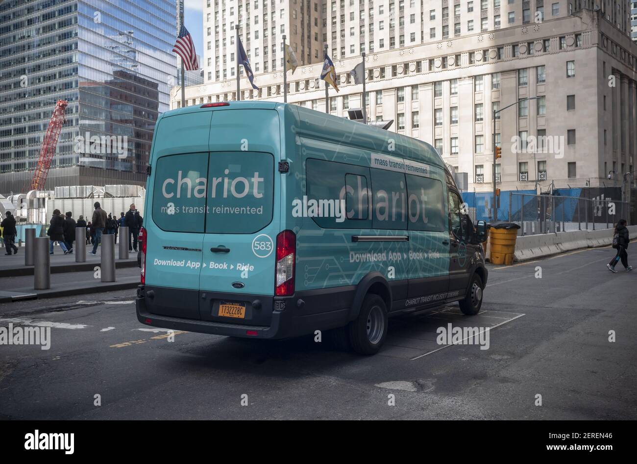 A Chariot ride-sharing service van in Lower Manhattan in New York on ...