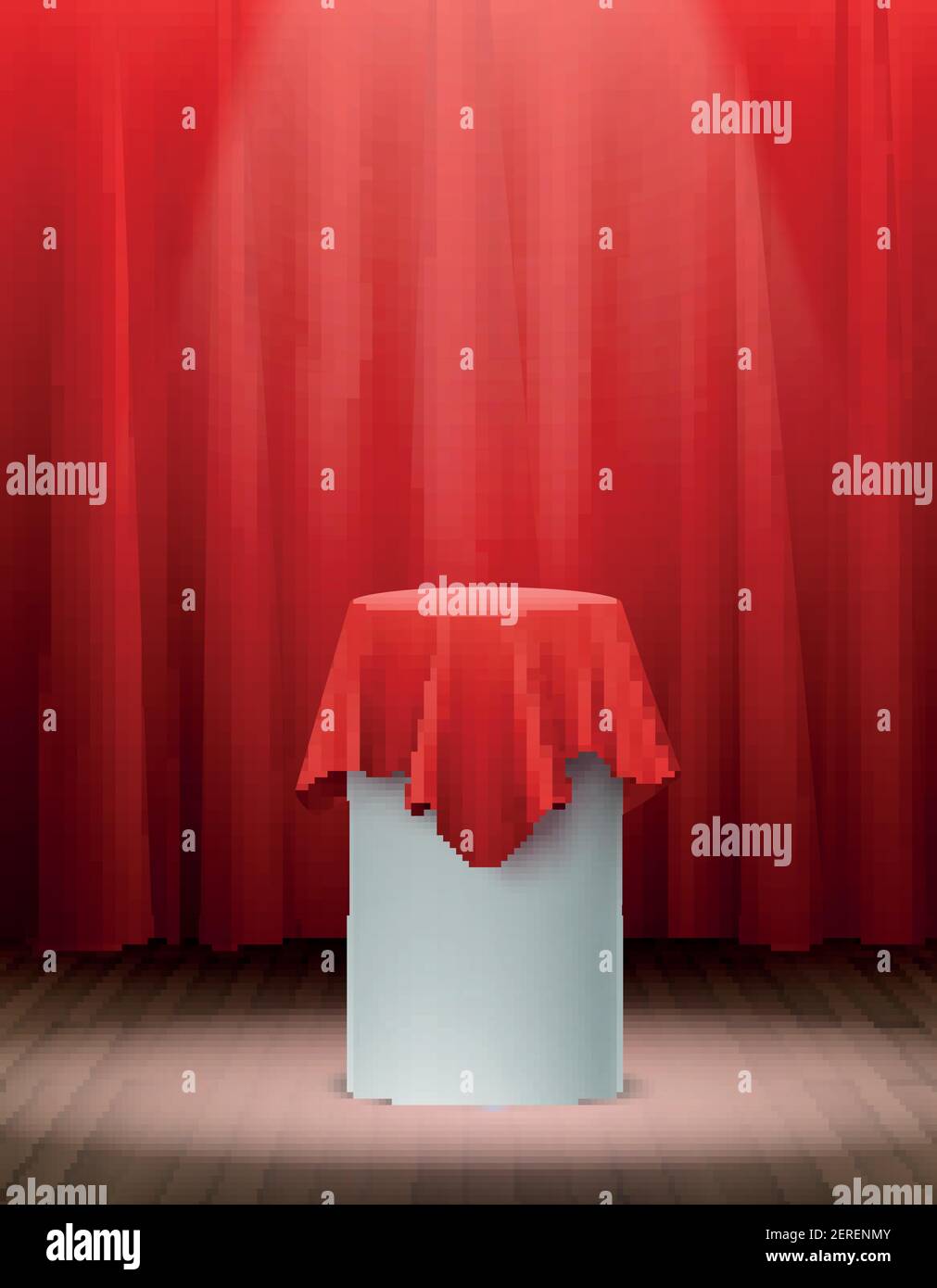 Presentation red silk cloth on stage realistic background vector ...