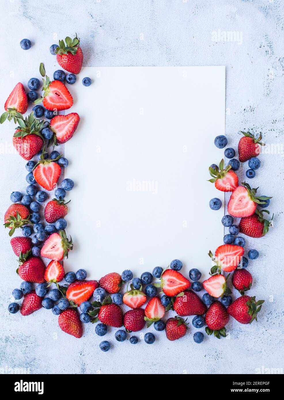 Strawberry and Blueberry border Stock Photo - Alamy
