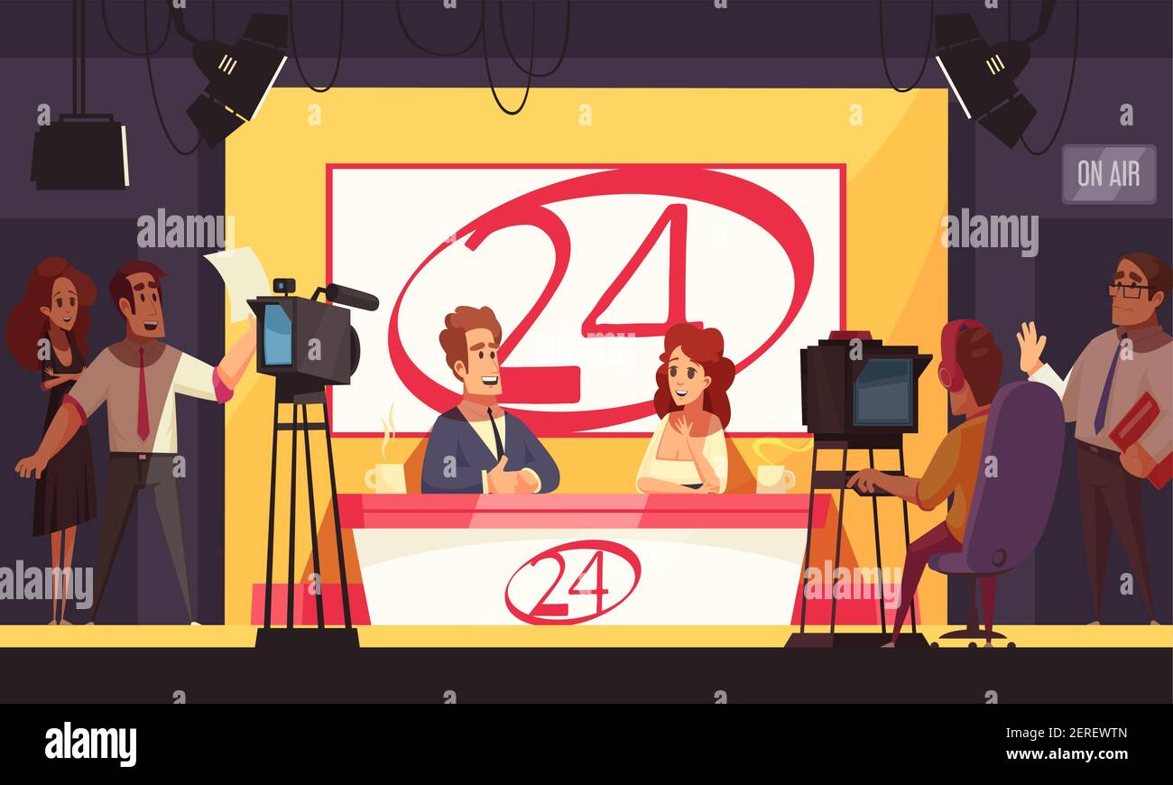 TV live events breaking news politics 24 hours broadcasting cartoon ...