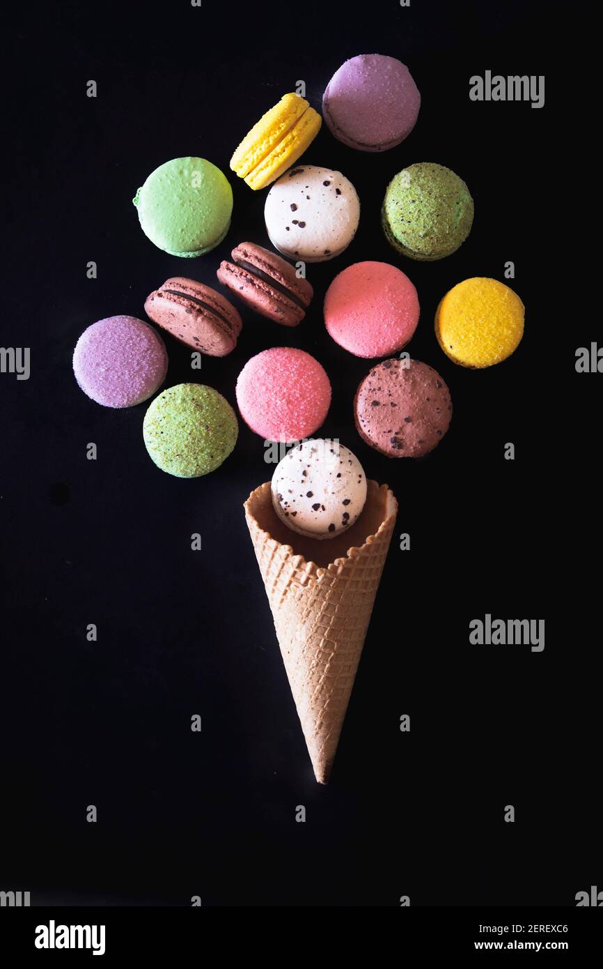 Colourful macaron cone Stock Photo - Alamy