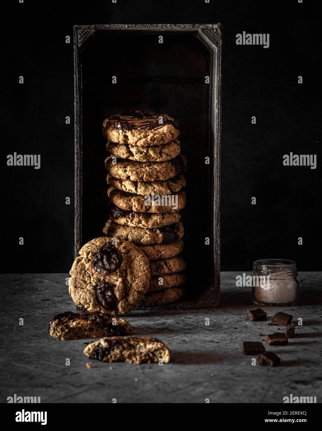 Moody cookie stack Stock Photo - Alamy