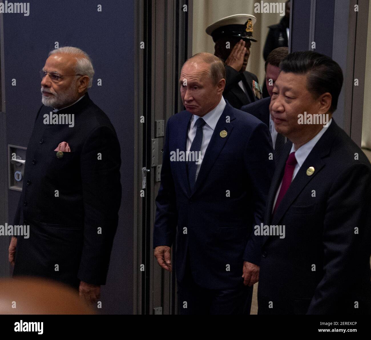 From left to right: Indian prime minister Narendra Modi, Russian ...