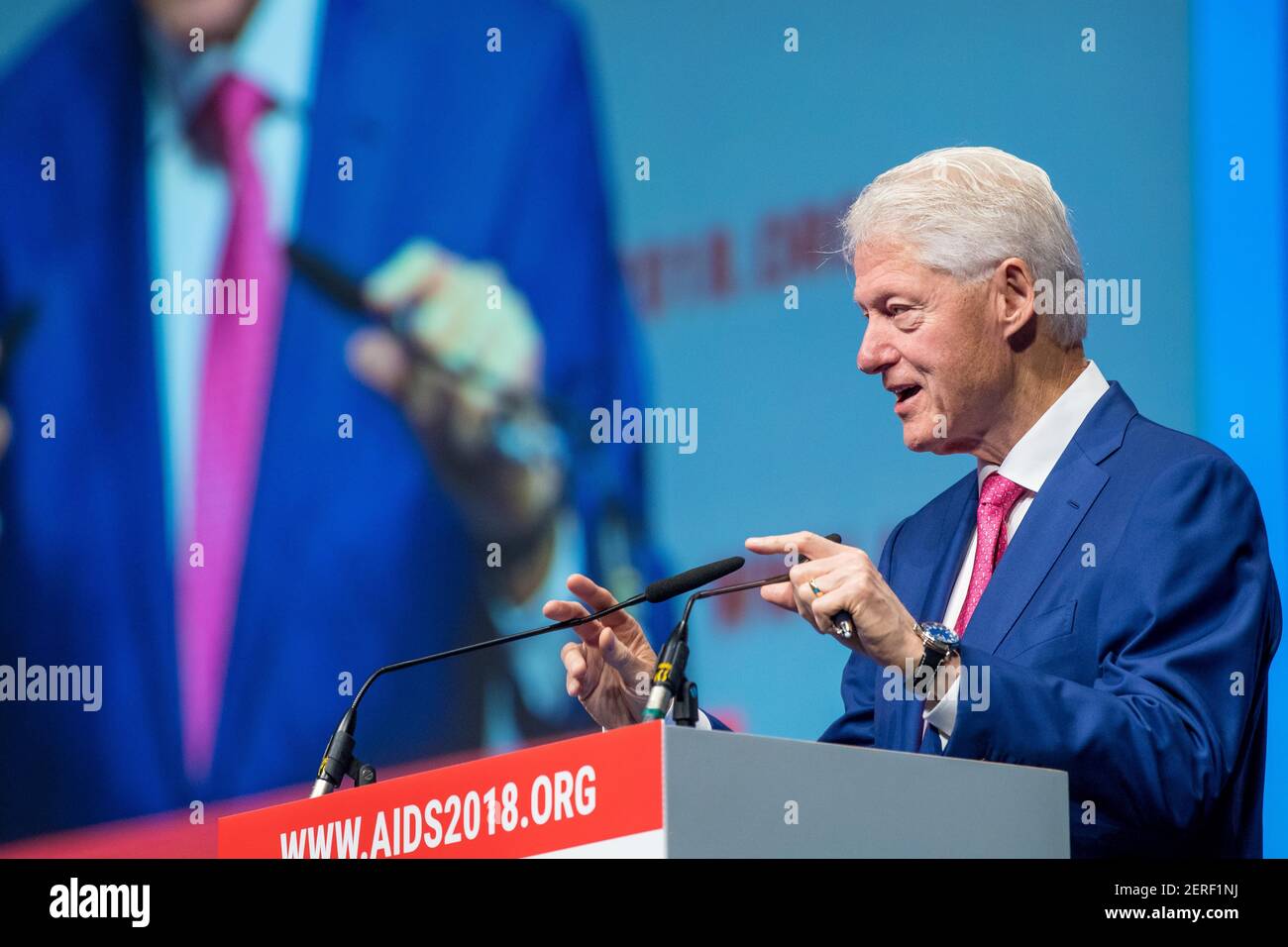 Bill Clinton during the last day of the AIDS Conference 2018 in ...