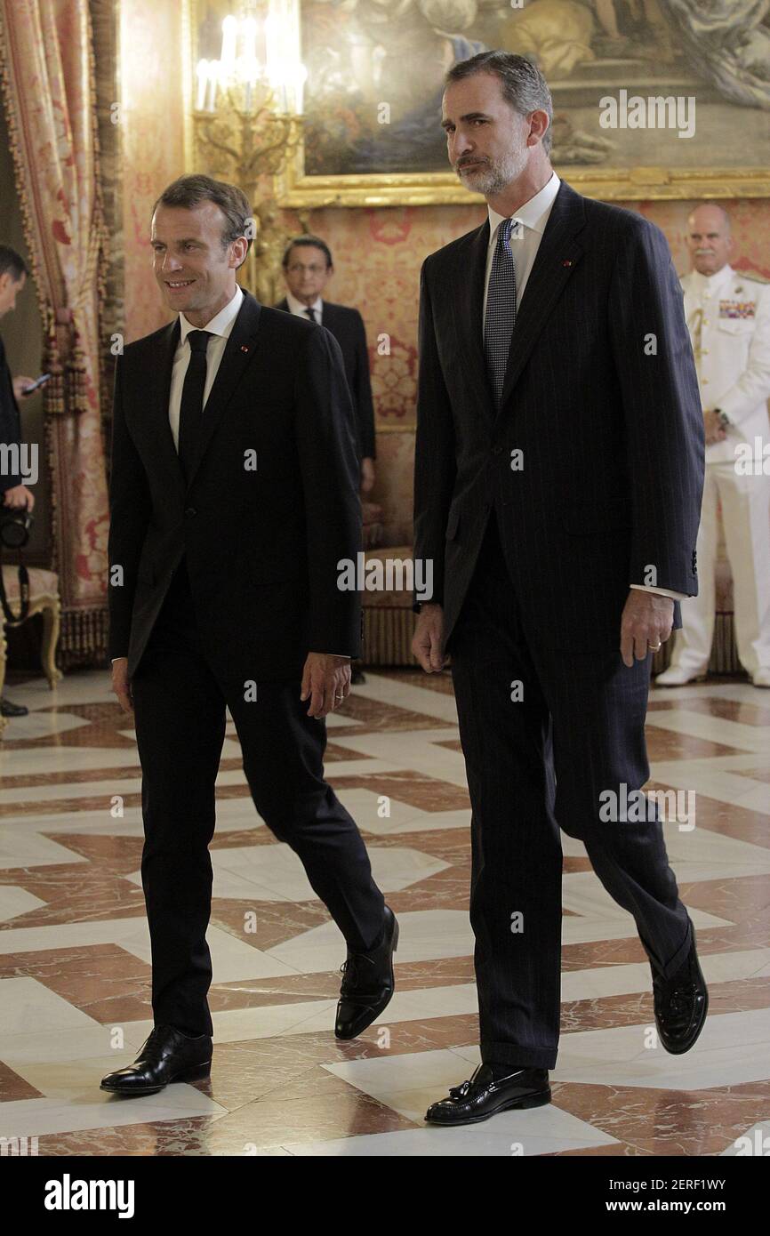 King Felipe VI of Spain (r), receives in the Royal Palace the President ...