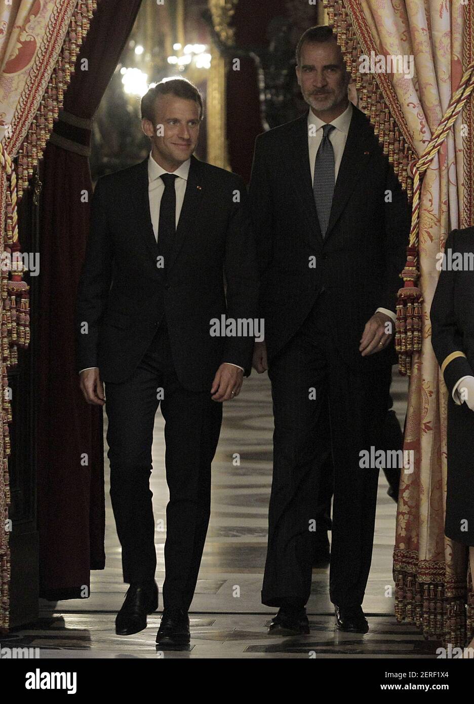 King Felipe VI of Spain (r), receives in the Royal Palace the President ...