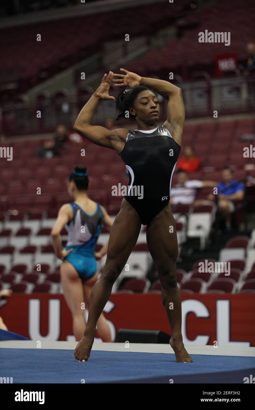 July 27, 2018: SIMONE BILES during podium training before the G.K. U.S ...