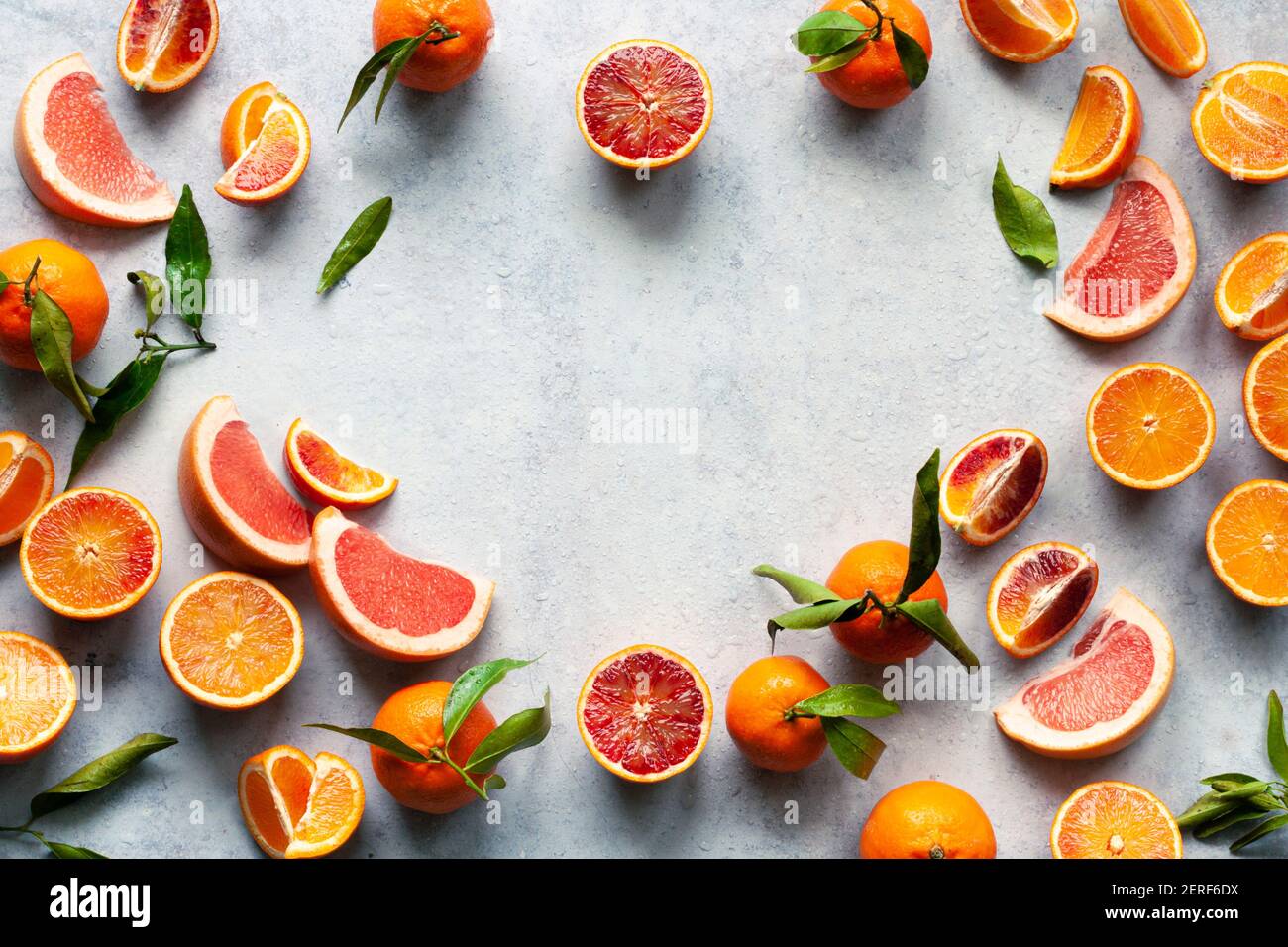 Fresh citrus fruit border background Stock Photo - Alamy
