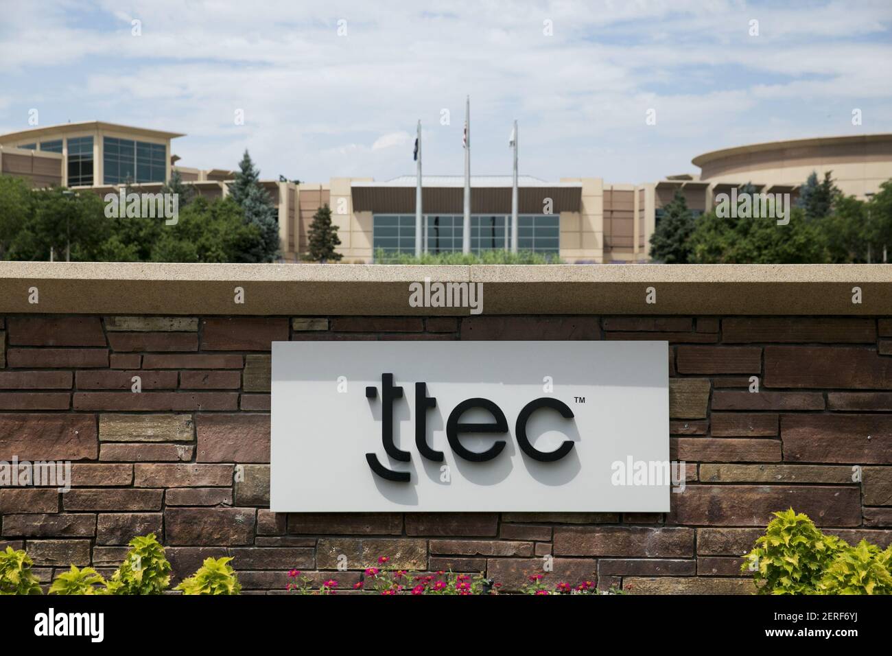 A logo sign outside of the headquarters of TTEC in Englewood, Colorado ...