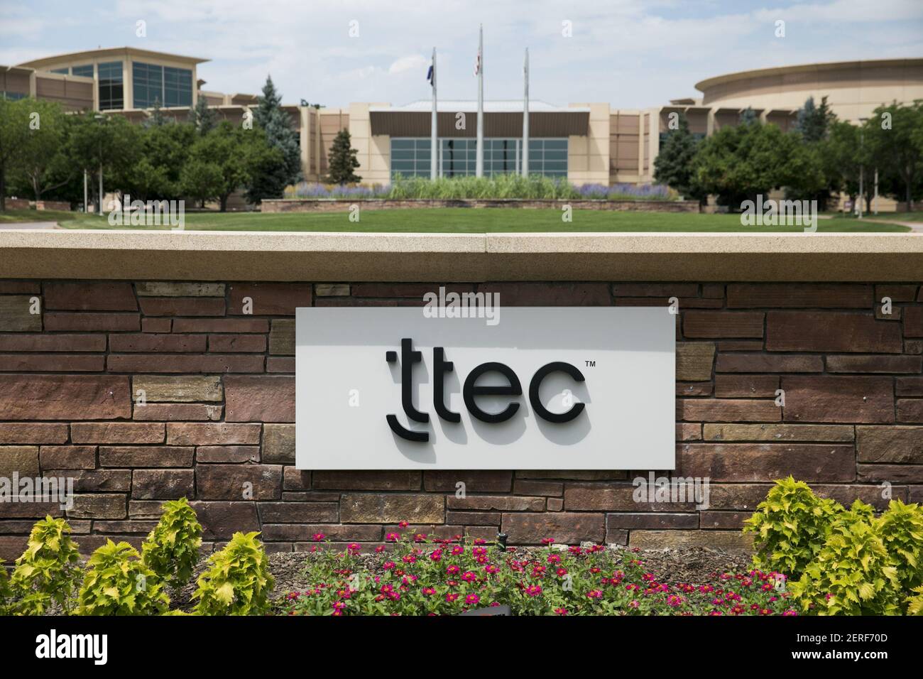 A logo sign outside of the headquarters of TTEC in Englewood, Colorado ...