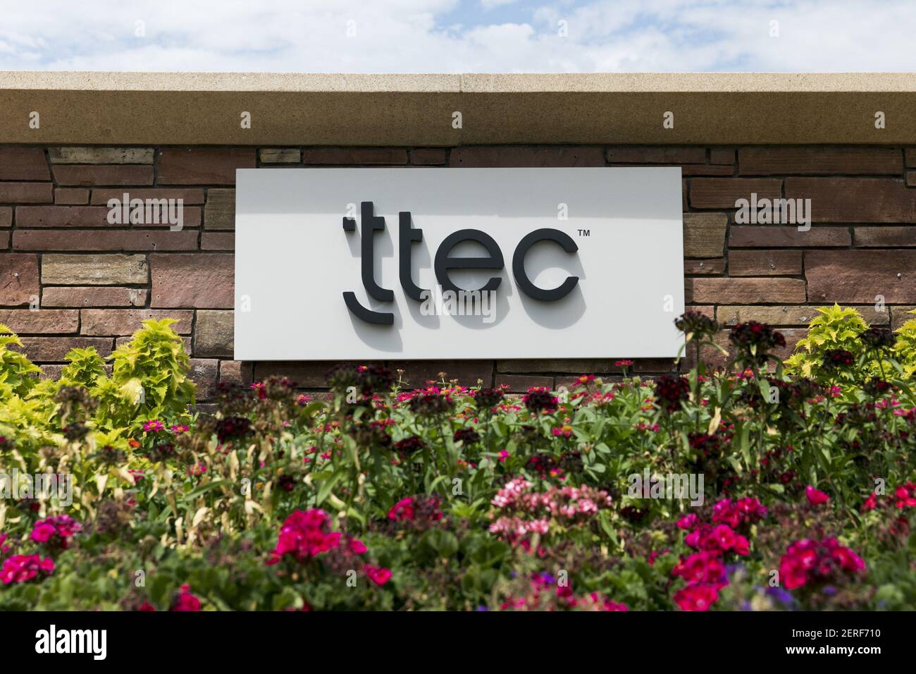 A logo sign outside of the headquarters of TTEC in Englewood, Colorado ...