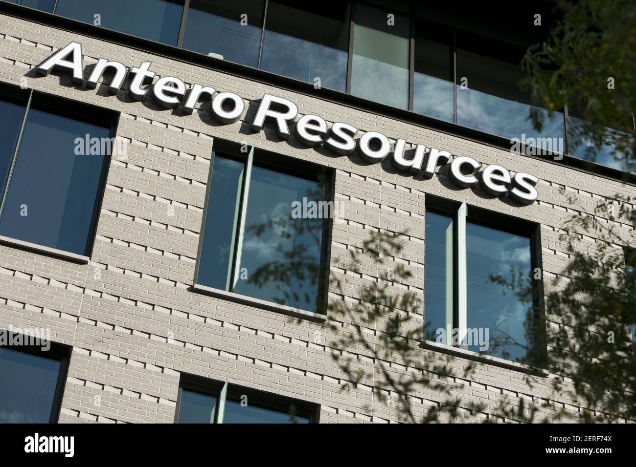 A logo sign outside of the headquarters of Antero Resources in Denver ...