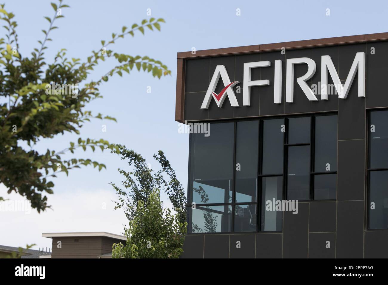 A logo sign outside of the headquarters of the Afirm Solutions in Fort ...