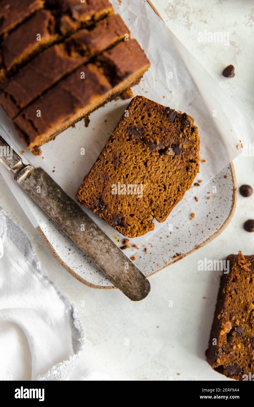 Chocolate Chip Tahini Pumpkin Bread Stock Photo - Alamy